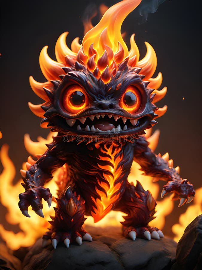 Red Monster with Glowing Fire Stock Illustration - Illustration of ...