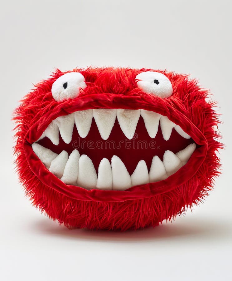 A Red Monster Stuffed Animal with Teeth Stock Photo - Image of tongue ...