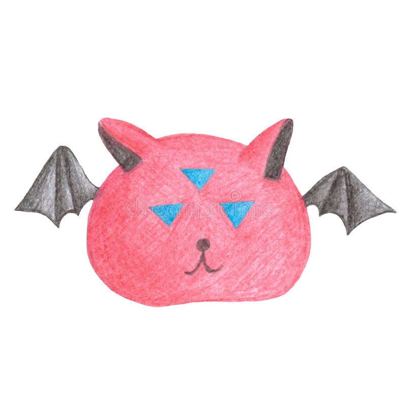 Red Monster with Wings and Three Eyes, Draw a Pencil Stock Vector ...