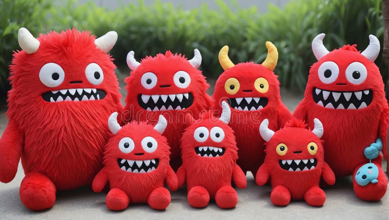Red Monsters Plush Dolls Stuffed Ai Generated Stock Illustration ...
