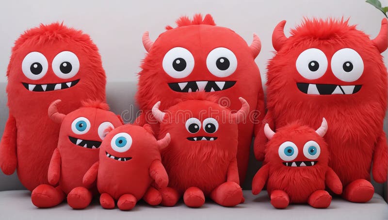 Red Monsters Plush Dolls Stuffed Ai Generated Stock Illustration ...
