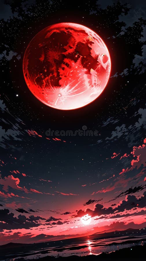 Red Moon Anime Style Ultra Hd Quality Stock Image - Image of ultra ...