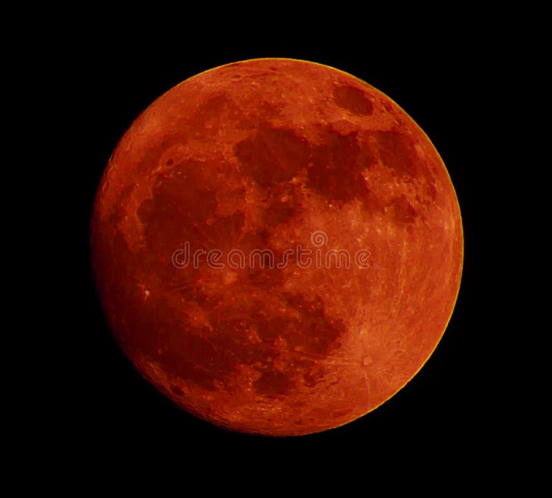 Red Moon, Blood Moon Separated from the Black Background. Stock Photo ...