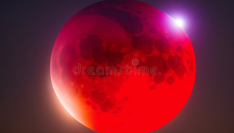 A Red Moon with a Bright Light Shining on it Stock Illustration ...
