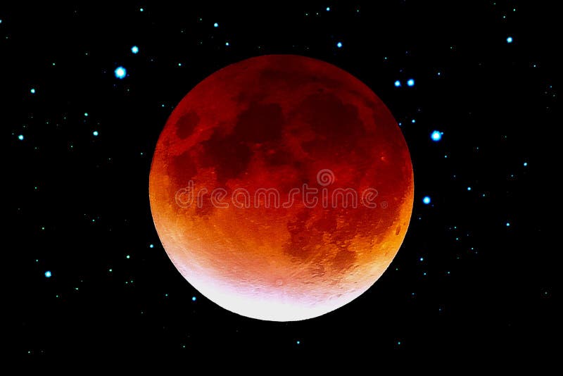 The Red Moon in the Night Sky Close-up. 3D Rendering Stock Image ...