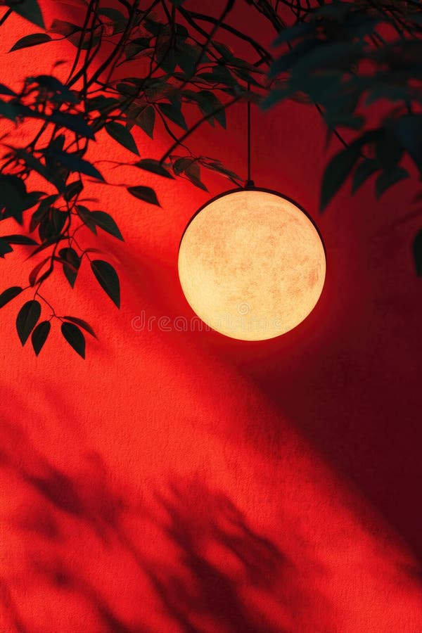 Red Moon Over Branches stock image. Image of night, branches - 359902143