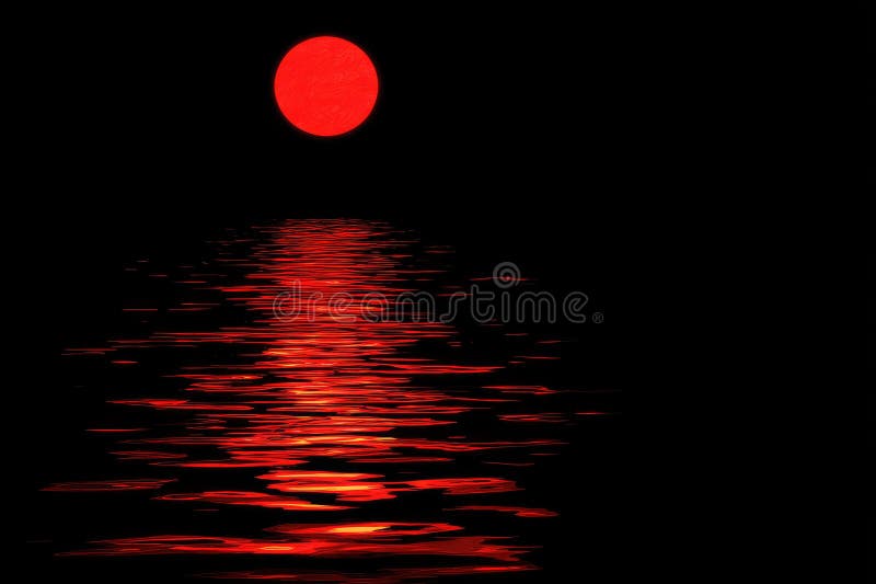 Crimson Moonrise stock illustration. Illustration of dark - 389542640