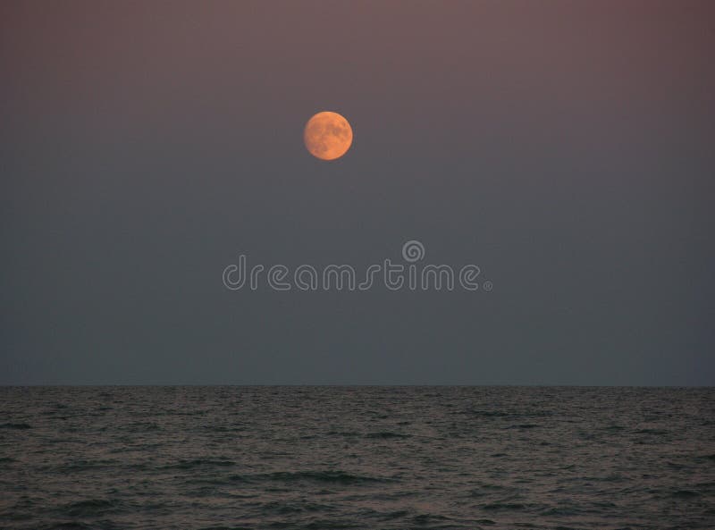 Red moon over the sea stock image. Image of moon, relax - 153997