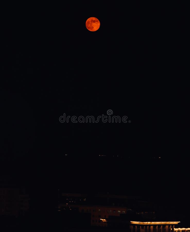 Red moon shining at night stock image. Image of skya - 152754879