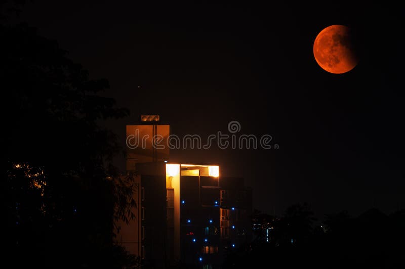 Red Moon and Surface Structures Stock Image - Image of leaf, cosmos ...