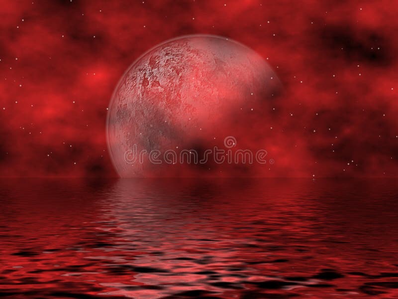 Red Moon & Water stock illustration. Illustration of dusk - 3058115
