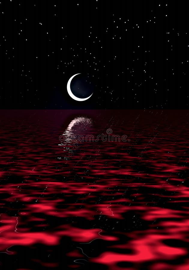 Red moonlight stock illustration. Illustration of illustrated - 2747762