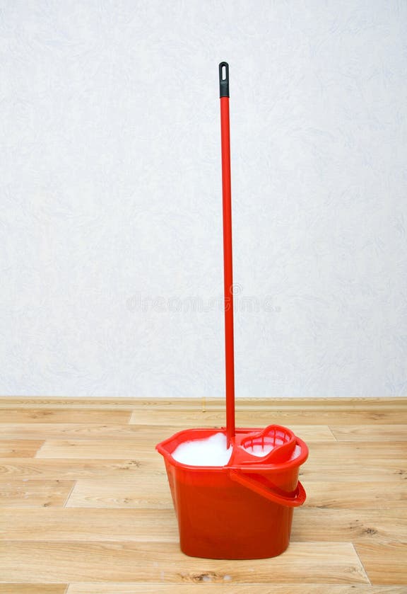A red mop in a bucket stock photo. Image of wall, foreground - 8812854