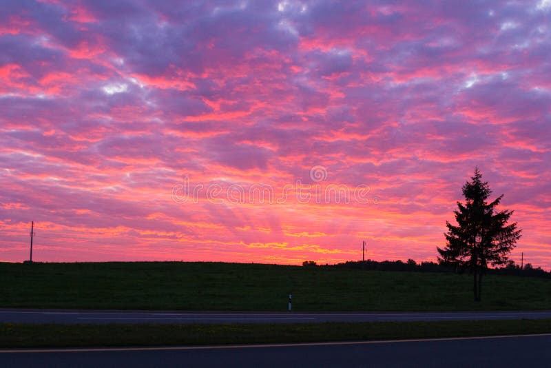 Red morning stock image. Image of morning, dawning, landscape - 84254313