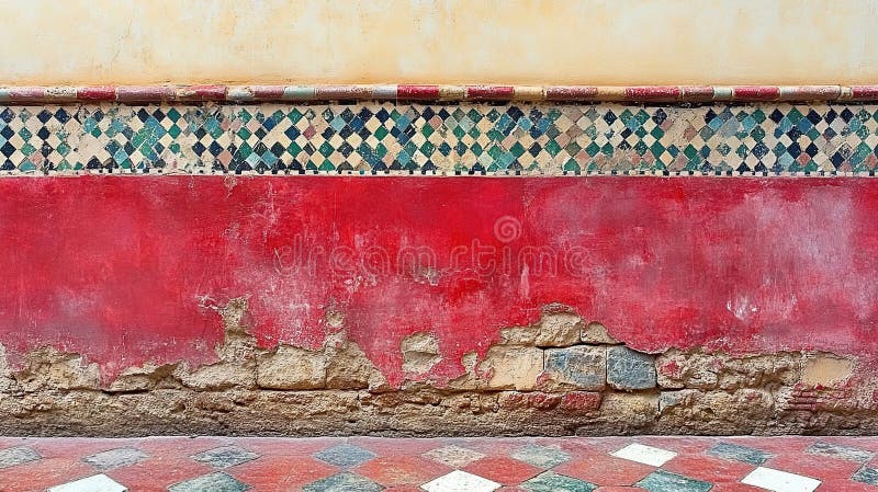 Red Moroccan Wall, Tile Detail, Textured Background, Design Element ...