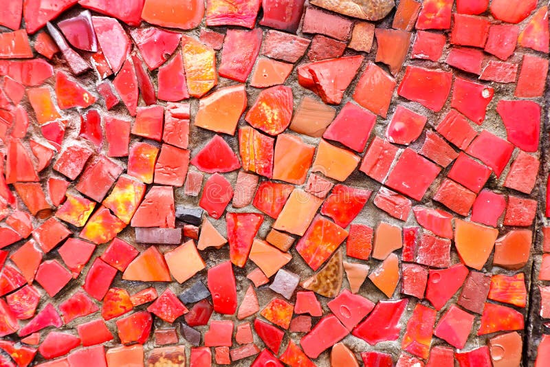 Red mosaic tiles stock photo. Image of rustic, glass - 209685848