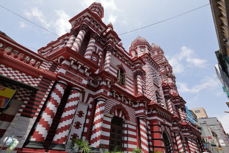 Red Mosque of Colombo in Sri Lanka Stock Photo - Image of islam, mosque ...
