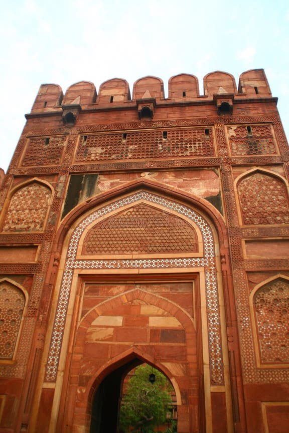 Red Mosque at Taj Mahal stock image. Image of mosque - 70455461