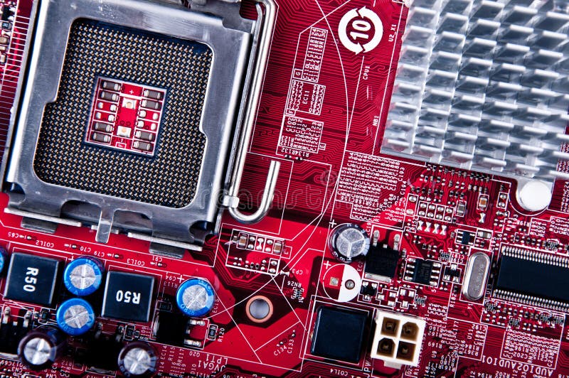 Red motherboard stock image. Image of conductivity, analogical - 27692563