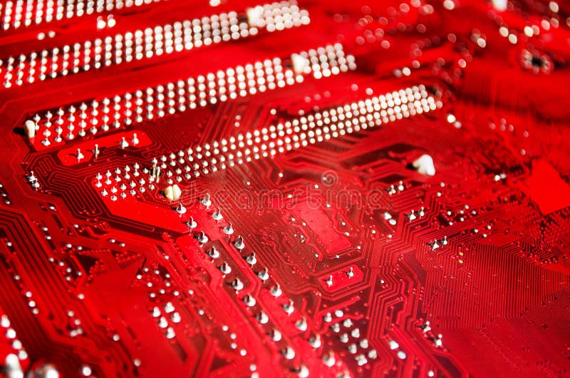 Red Motherboard stock image. Image of computer, macro - 44665413