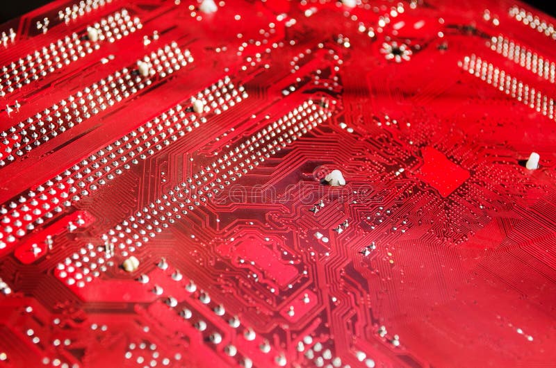 Red Motherboard stock image. Image of computer, macro - 44665413