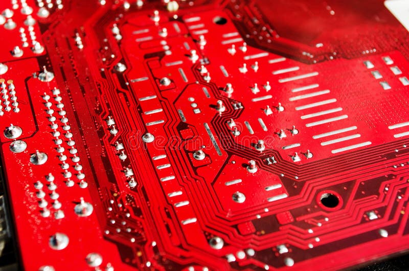 Red Motherboard stock image. Image of computer, macro - 44665413