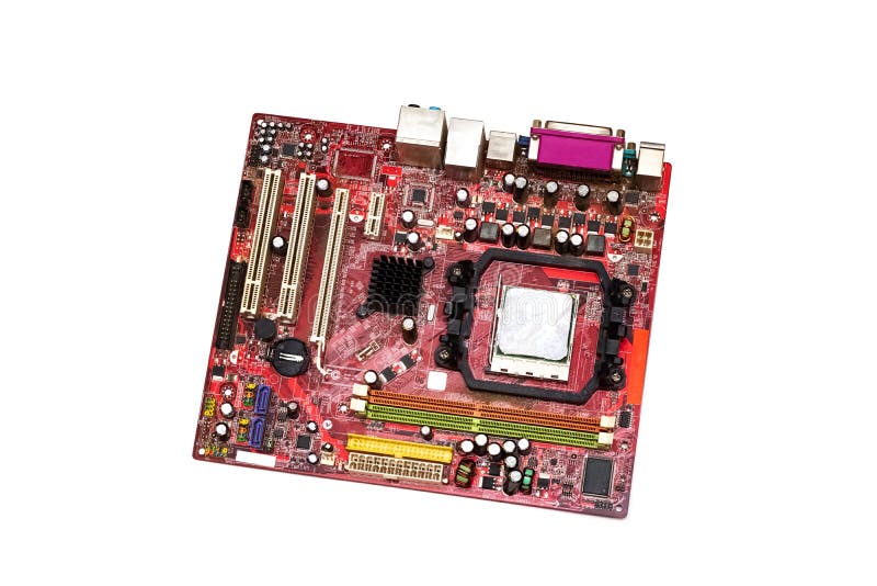Red motherboard stock photo. Image of motherboard, silicon - 3537896