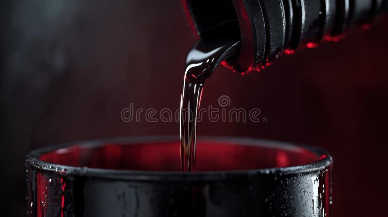 Red Motor Oil Pouring on Dark Background Stock Illustration ...
