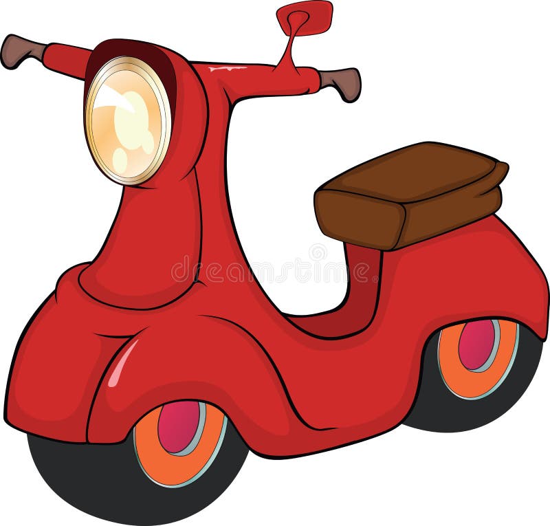 Red motor scooter cartoon stock vector. Illustration of classic - 39227673