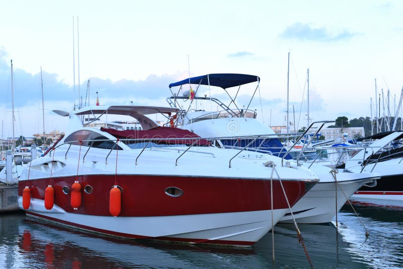 Red motor yacht stock photo. Image of people, anchor - 68926128