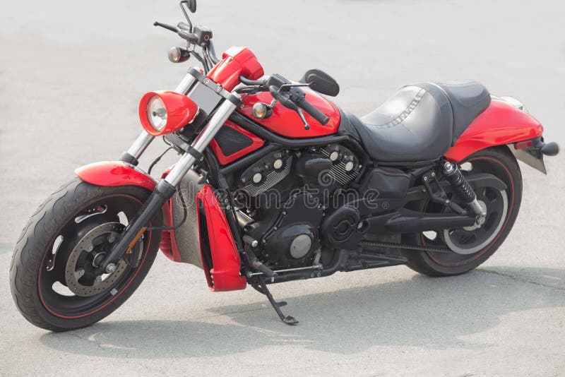 Red motorcycle on asphalt editorial photo. Image of motorbike - 74277266
