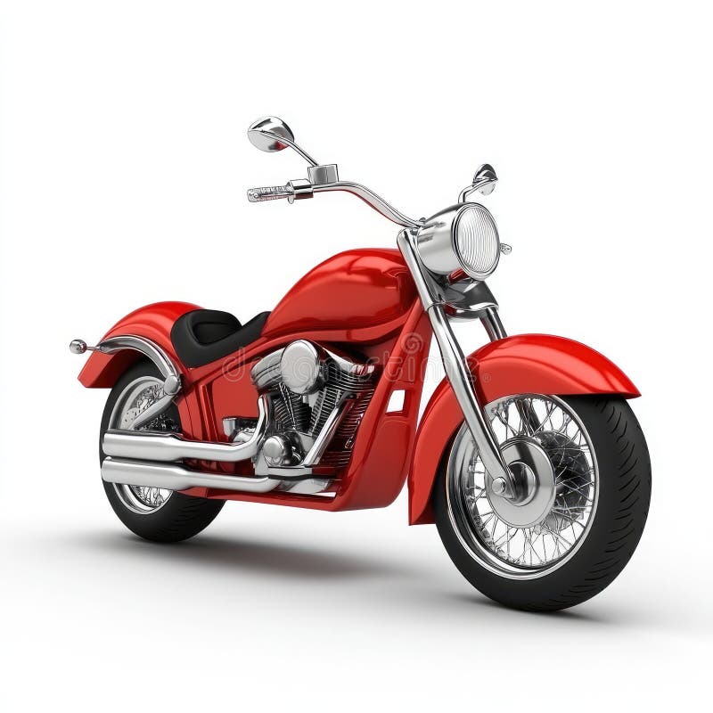 Sleek Red Chopper Motorcycle: Powerful Chrome Detail Stock Illustration ...