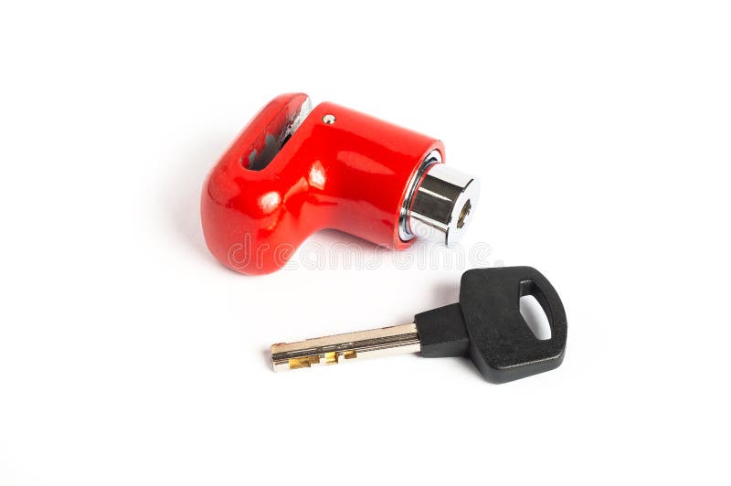 Red Motorcycle Disc Brake Lock on ISolated White Background Stock Image ...