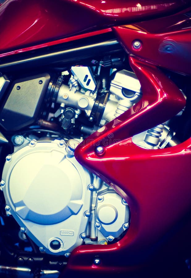 Red motorcycle engine stock image. Image of closeup, dynamic - 8927533