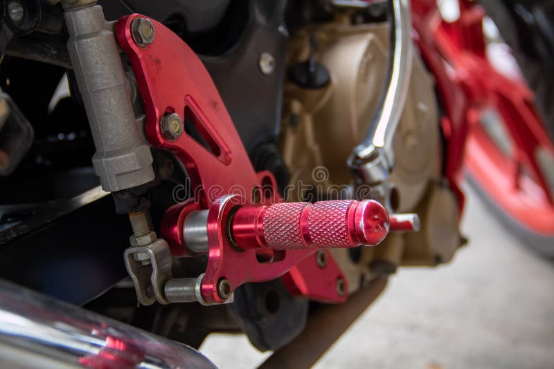 Red Motorcycle Footrest on the Right Stock Image - Image of footrest ...