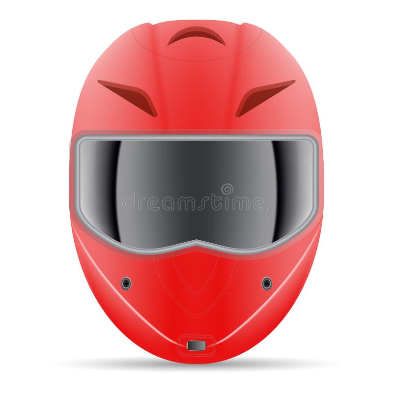 Red Motorcycle Helmet. Front View Isolated on a White Background ...