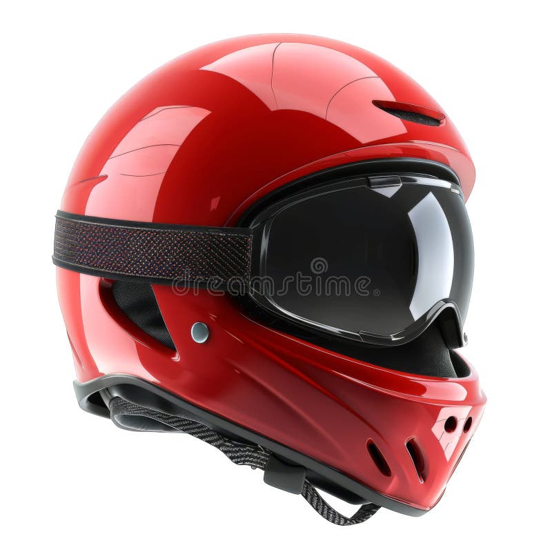 Red Motorcycle Helmet with Integrated Goggles Stock Photo ...