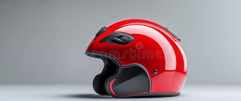 Red Motorcycle Helmet Safety Gear Head Protection. Stock Photo - Image ...