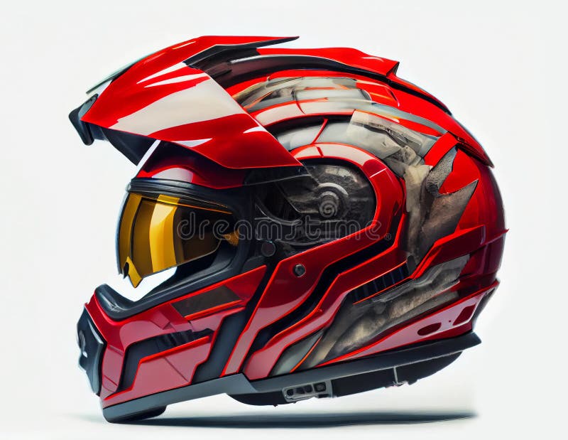 Red Motorcycle Racing Helmet To Protect the Head on a White Background ...