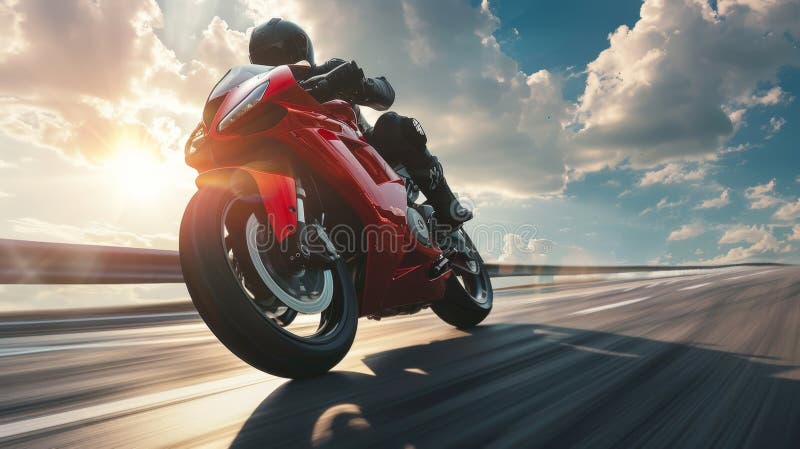 The Red Motorcycle Rider. AI Generated Stock Photo - Image of race ...