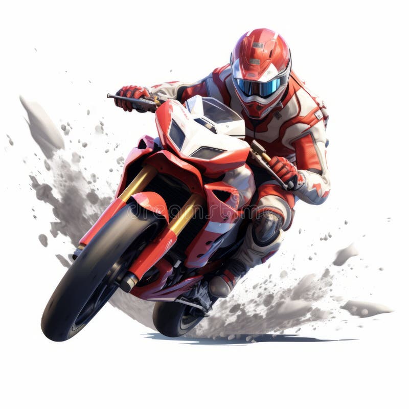 Red Motorcycle Rider in Physically Based Rendering Style Stock ...