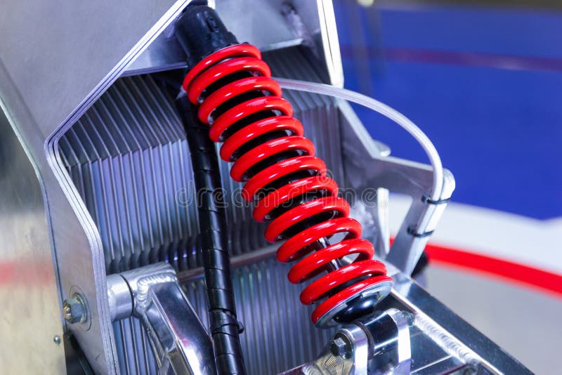 Red Motorcycle Shock Absorbers Stock Image - Image of motorbike, modern ...