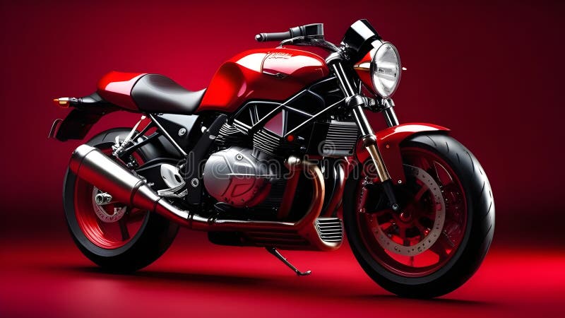 Red Motorcycle on a Red Studio Background. Stock Image - Image of drive ...