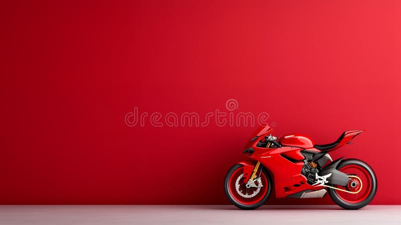 Red Motorcycle beside a Red Wall Modern Design and Minimalist Setting ...