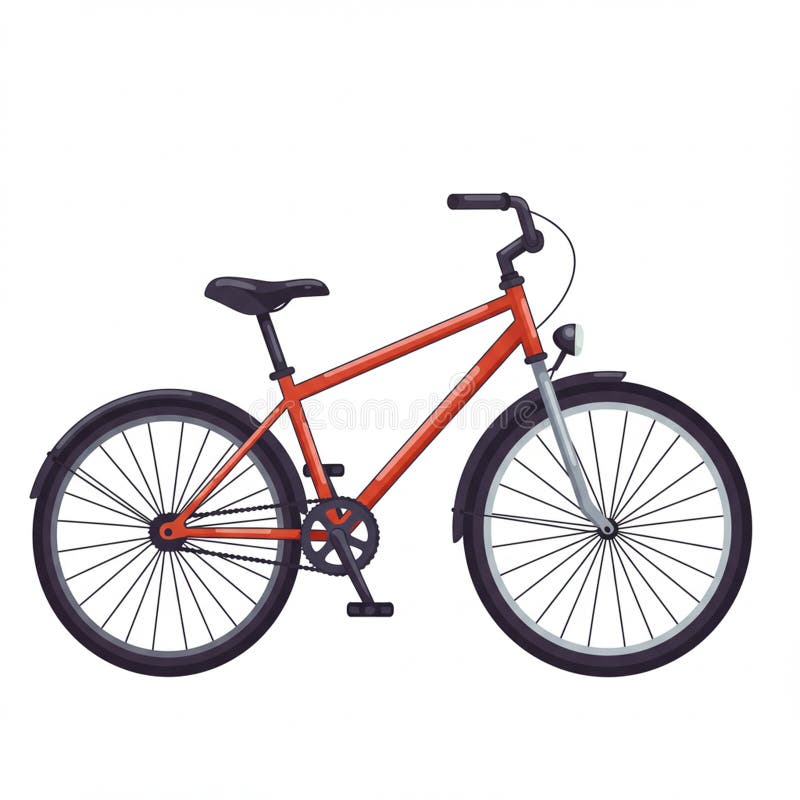 Red Mountain Bike Illustration with a Triangular Frame, Two Wheels ...