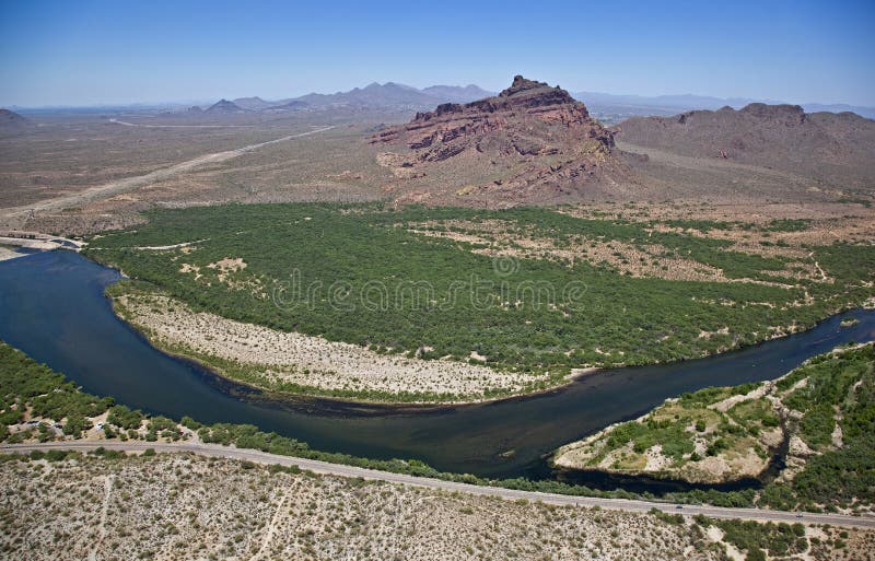 Red Mountain and Salt River Stock Image - Image of saguaro, skies: 26031901