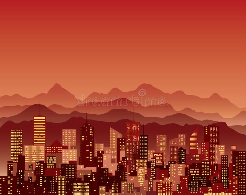 Red mountains city stock vector. Illustration of neighborhood - 89437649