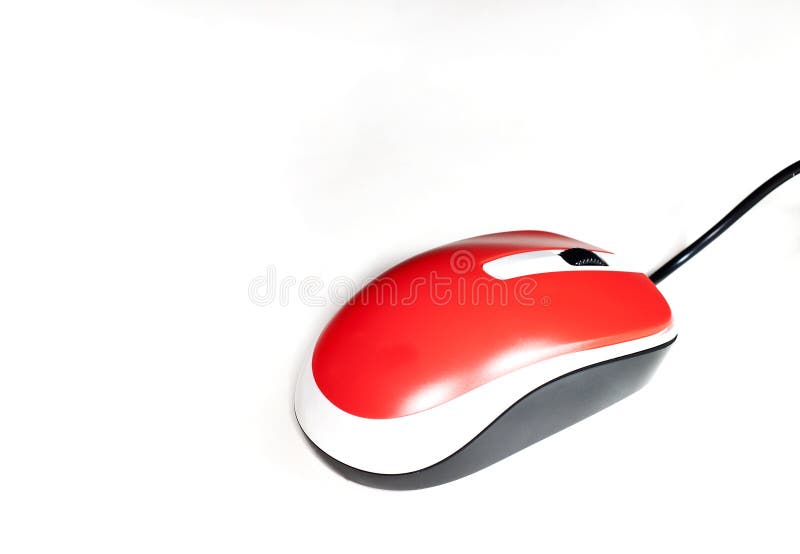 Red mouse with black wire stock image. Image of cable - 136611447