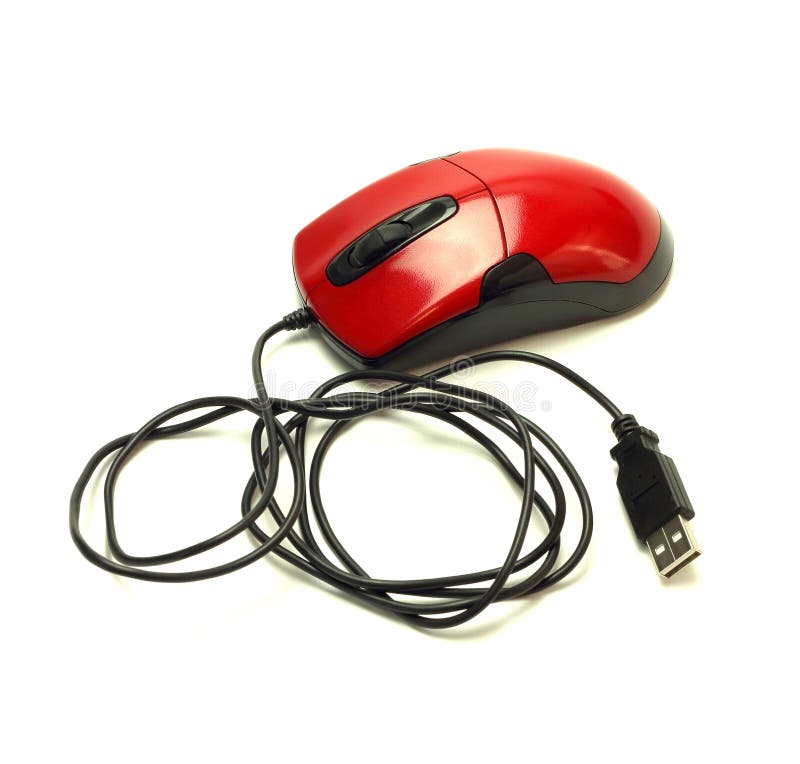 Red Mouse Isolated on White Background Stock Image - Image of device ...