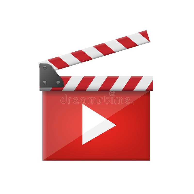 Red Movie Clapper Board with Play Sign Stock Vector - Illustration of ...
